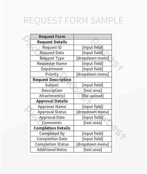 Request Form Sample Excel Template Free Download Pikbest