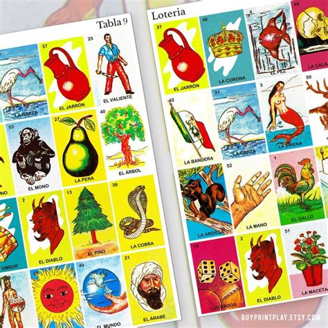 50 Tarjetas De Loteria Mexicana Loteria Mexicana Imprimible Etsy
