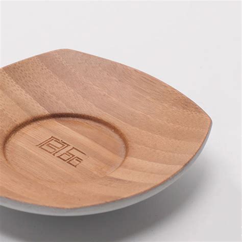 Ръчно изработени керамични чаши за чай със златен ръб с бамбукова чинийка за чаша Badu Bg