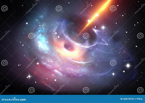 Heavy Black Hole With Plasma Jet Stock Illustration Illustration Of