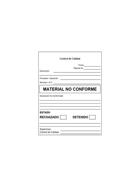 Material No Conforme Pdf