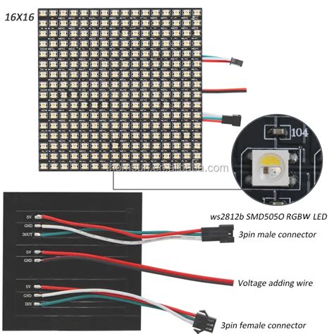 programmable 16x16 rgbw led screen arduino sk6812 ic built in 5050 led