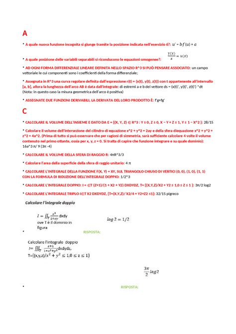 Paniere Test Analisi Matematica 2 Test Dammissione Di Matematica