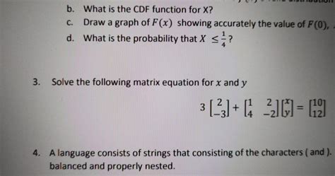 Solved B What Is The CDF Function For X Draw A Graph Of Chegg