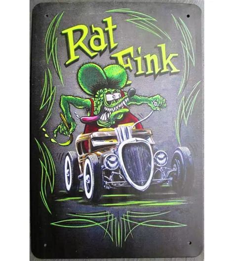 FINK Rat Plate In A Hot Rod X Cm TOLE Kustom Kulture Pinstriping