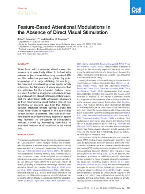 Pdf Feature Based Attentional Modulations In The Absence Of Direct