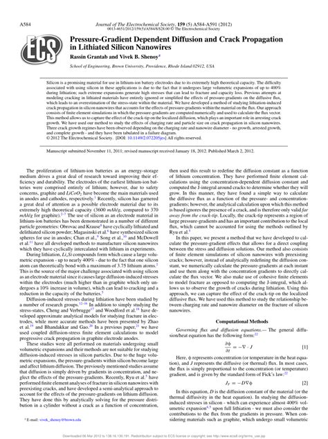 Pdf Pressure Gradient Dependent Diffusion And Crack Propagation In