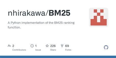 Github Nhirakawabm25 A Python Implementation Of The Bm25 Ranking Function