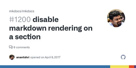 Disable Markdown Rendering On A Section · Issue 1200 · Mkdocsmkdocs