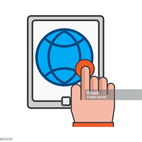 손가락은 스마트 폰을 클릭합니다 모바일 콘션 일러스트레이션 플랫 벡터 아이콘입니다 아이콘 디자인 요소 Ui 웹 모바일 앱에 사용할 수 있습니다 격리에 대한 스톡 벡터 아트