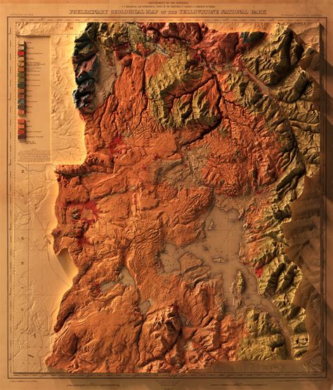 Oc Preliminary Geological Map Of The Yellowstone National Park 1878