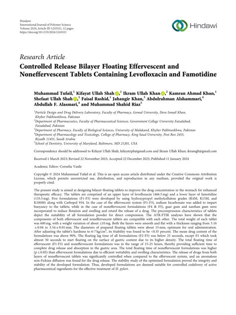 Pdf Controlled Release Bilayer Floating Effervescent And