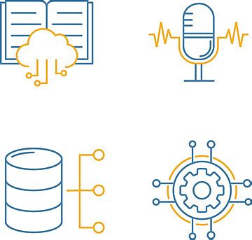 Machine Learning Color Linear Icons Set Contour Digital Mining Vector Contour Digital Mining
