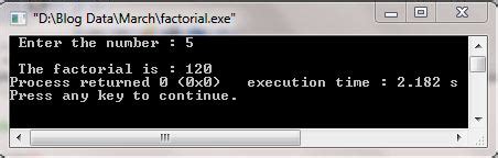 Factorial Program In C Programs