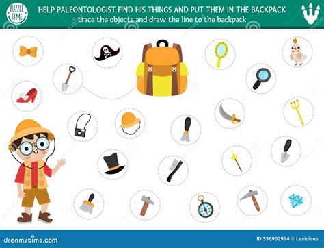 Dinosaur Matching Activity With Paleontologists Objects Prehistoric