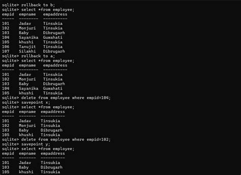 commit rollback and savepoint in sql tcl commands commit rollback and
