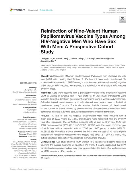 Pdf Reinfection Of Nine Valent Human Papillomavirus Vaccine Types