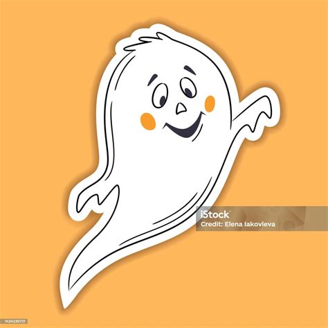 할로윈 벡터 스티커 한 줄 손으로 그린 할로윈 이모티콘 유령 재미 있고 귀여운 유령 로고 포스터 엠블럼을위한 낙서 만화 스타일
