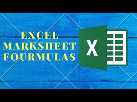 Excel Marksheet Formulas How To Draw Marksheet In Excel YouTube