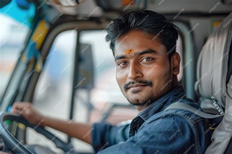 Premium Photo Young Indian Truck Driver Embodies Logistics And