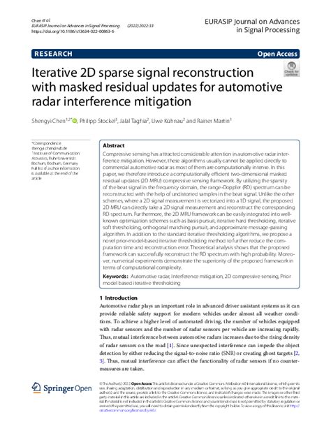 Pdf Iterative 2d Sparse Signal Reconstruction With Masked Residual