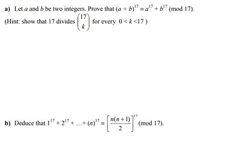Solved A Let A And B Be Two Integers Prove That Chegg