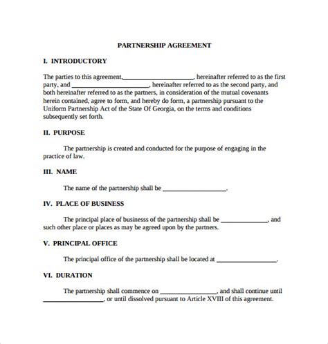 12 Sample General Partnership Agreement Templates Sample Templates