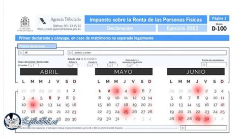 Calendario de la declaración de la Renta 2022/2023