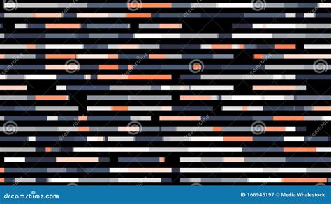 Abstract Horizontal Parallel Rows Of Line Segments Moving Intermittently Into The Same Direction