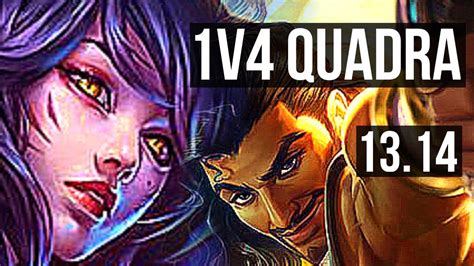 Ahri Vs Akshan Mid 1v4 Quadra 7310 Rank 10 Ahri Na Master