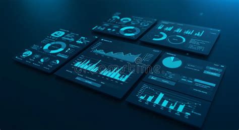 Analyzing Business Data With Digital Dashboards And Visual Charts Stock Illustration