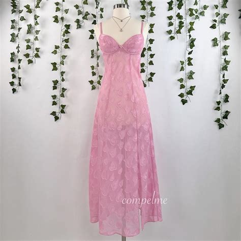 Vintage Sheer Pink Slip Dress Nightgown Beautiful Depop