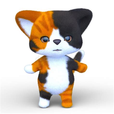 3d Rendering Of A Stuffed Tortoiseshell Cat Stock Illustration