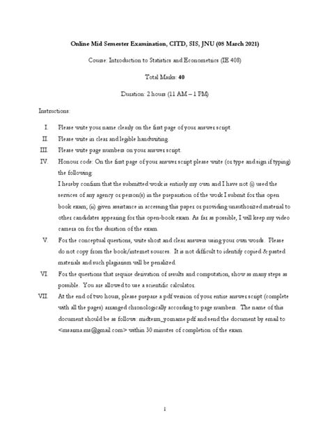 online mid semester examination ie408 pdf random variable
