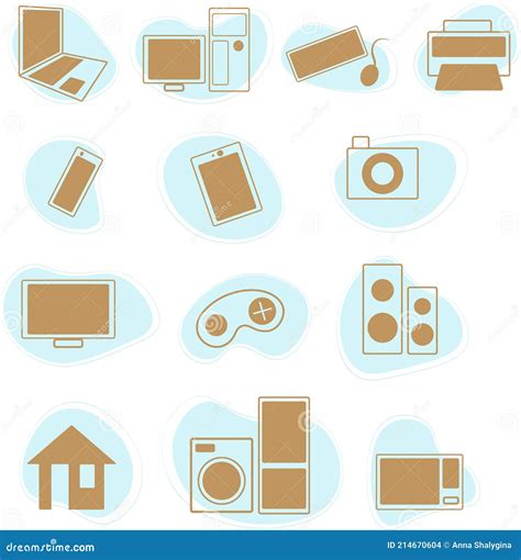 Electronic Technic Icons Set Vector Graphics Stock Vector