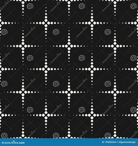 Vector Monochrome Seamless Pattern Texture With Dotted Shapes Stock