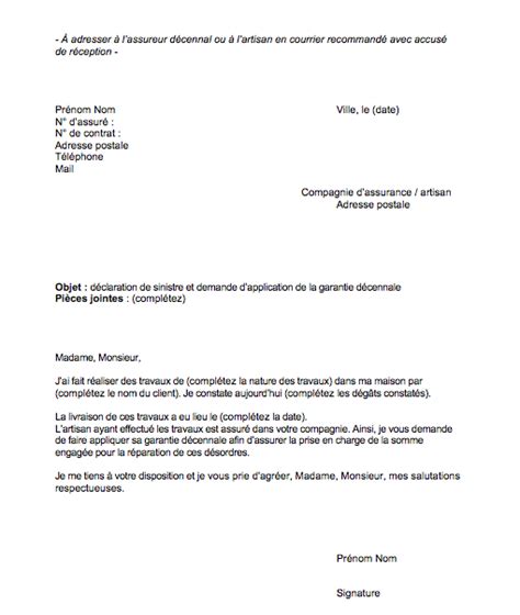 Lettre Type Garantie D Cennale Comment D Clarer Un Sinistre