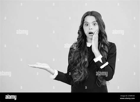 Surprised Emotions Of Young Teenager Girl Close Up Portrait Of