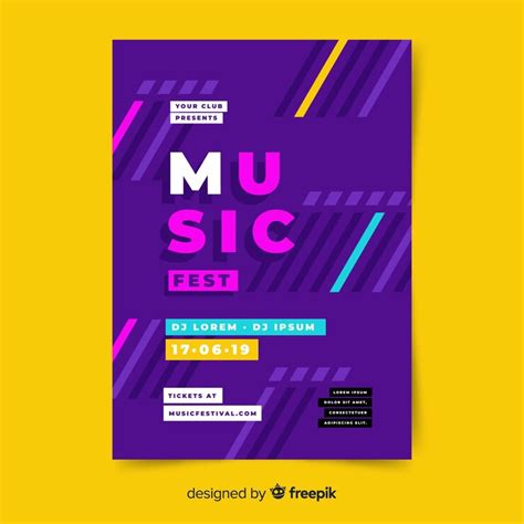 화려한 음악 축제 포스터 템플릿 무료 벡터