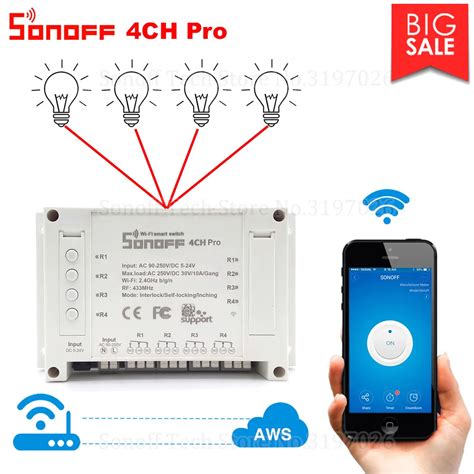 Itead Sonoff CH Pro Wifi Switch Gang Inching Self Locking Interlock WiFi RF Control Smart