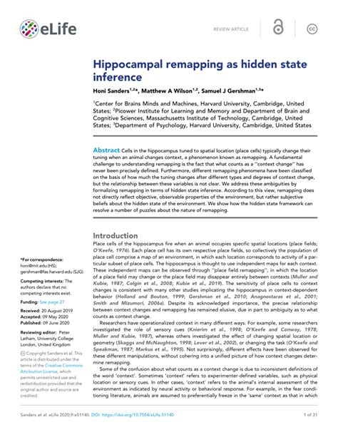Pdf Hippocampal Remapping As Hidden State Inference