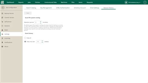 Configuring Retention Settings For Index And History Veeam Backup Enterprise Manager Guide