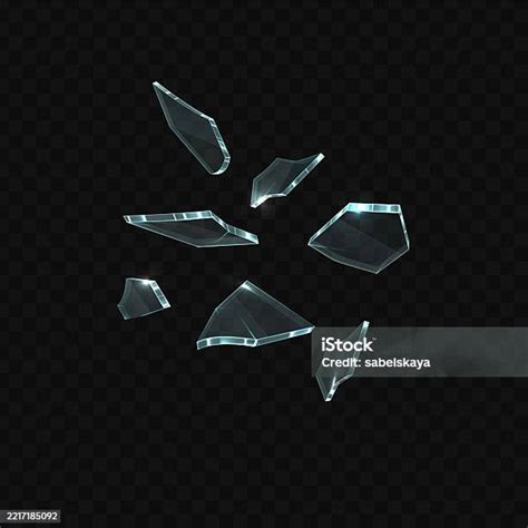 깨진 유리 산산조각 및 조각 벡터 현실적인 폭발 창 파편 조각 투명 날카로운 크리스탈 파편을 비행 3차원 형태에 대한 스톡 벡터 아트 및 기타 이미지 Istock