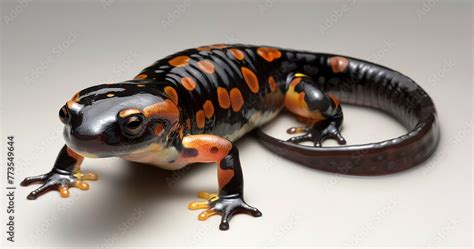 Salamander With Vibrant Markings Delicate Limbs Exploring Its Surroundings Stock Illustration