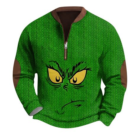Hajwoh Mens Grinchs Sweatshirt Grinchs Graphic Long Sleeve Sweatshirt