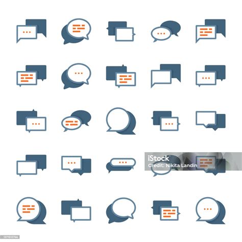 평면 선 아이콘 집합을 채팅합니다 대화 상자 및 통신 색상 아이콘입니다 스피치 버블 컬러풀 벡터 사인 컬렉션 그래픽 사용자 인터페이스에 대한 스톡 벡터 아트 및 기타 이미지