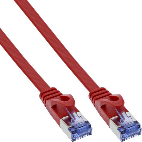 Intos Electronic Ag Inline® Patchkabel Flach U Ftp Cat 6a Rot 0 5m