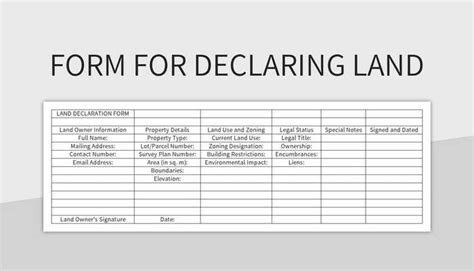Submit Your Land Declaration Form Easily With Our Simple Form Excel Template Free Download