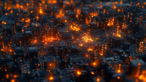 Futuristic Cityscape Digital Network Technology Circuit Board Abstract