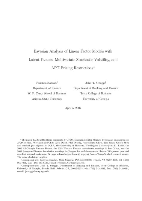 Pdf Bayesian Analysis Of Linear Factor Models With Latent Factors